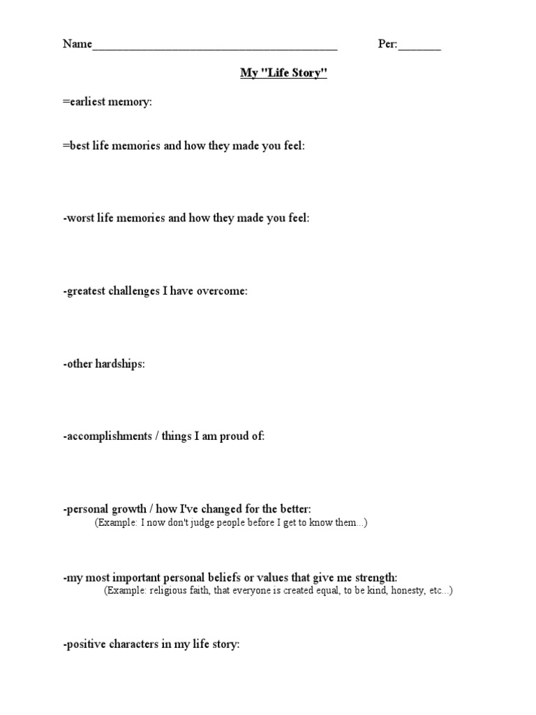 My "Life Story": (Example: I Now Don't Judge People Before I Get To ...