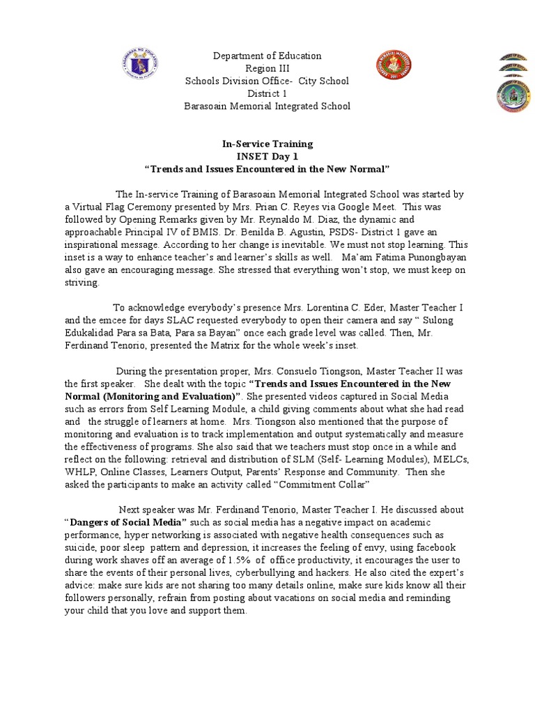 INSET RECAP For Day 1 | PDF | Cyberbullying | Social Media