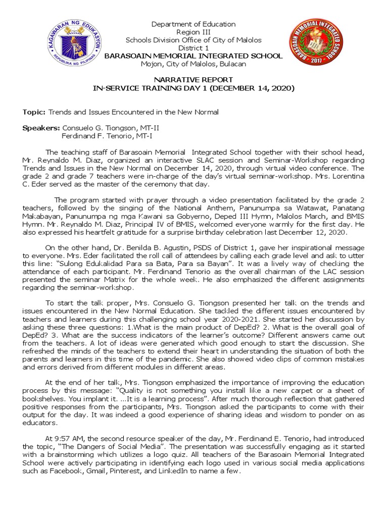 In-service Training Report | PDF | Social Media | Popular Culture ...