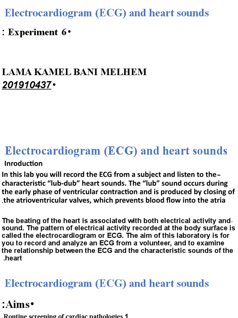 Experiment 6:: Electrocardiogram (ECG) and Heart Sounds | PDF ...