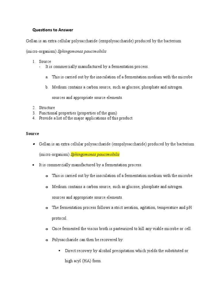 Gellan Gum Pointers For Presentation | PDF | Gel | Chemical Substances