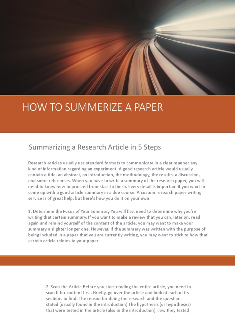 12.how To Summerize A Paper | PDF | Hypothesis | Question