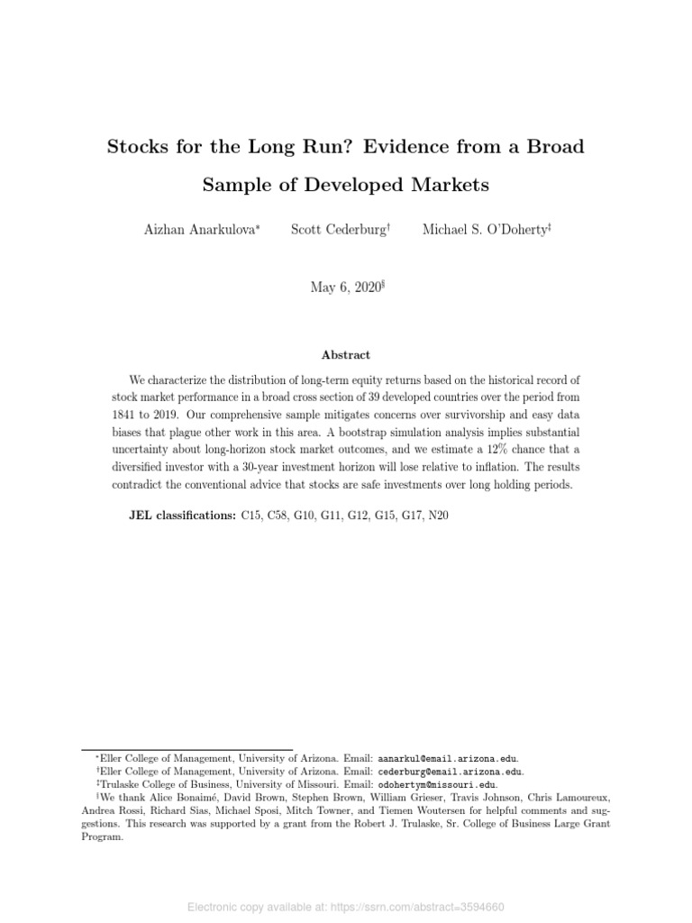 Stocks For The Long Run | PDF | Stocks | Investor
