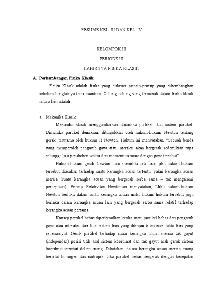 Resume Kel Iii Dan Kel Iv | PDF