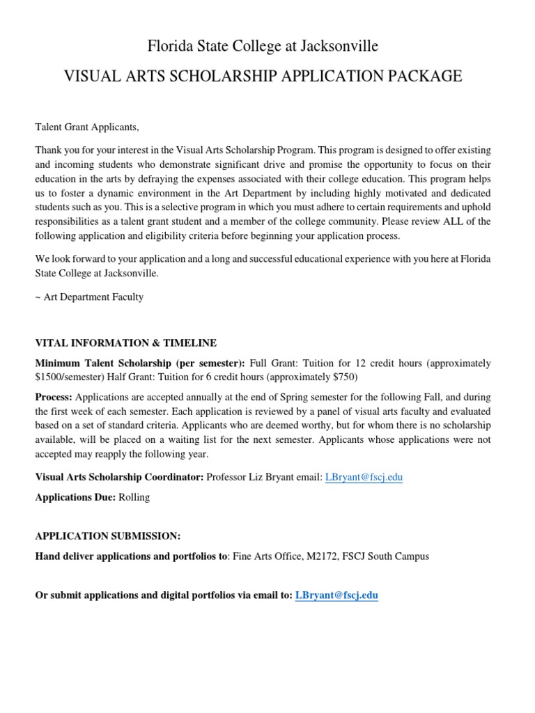 Visual Arts Contract South Fillable FSCJ | PDF | Course Credit ...