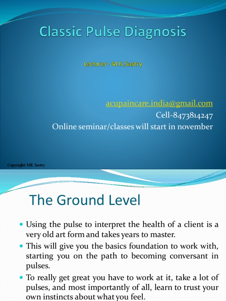 Classic Pulse Diagnosis | PDF | Pulse | Finger