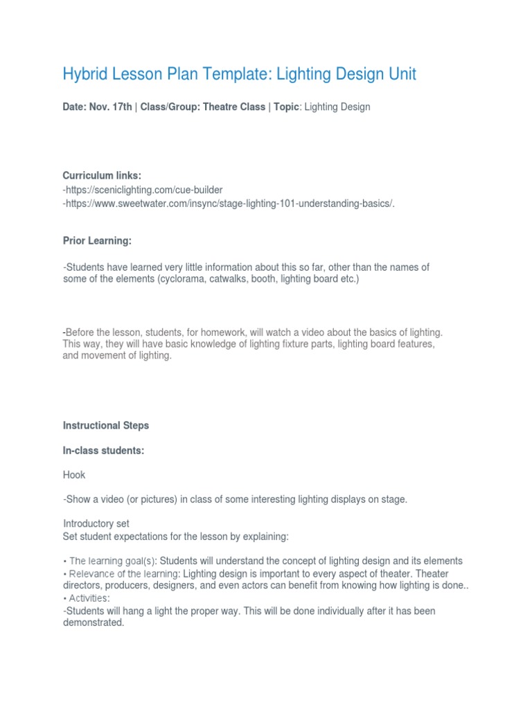 Hybrid Lesson Plan | PDF | Lesson Plan | Behavior Modification