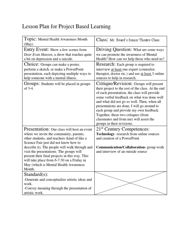 Project-Based Learning Lesson Plan | PDF