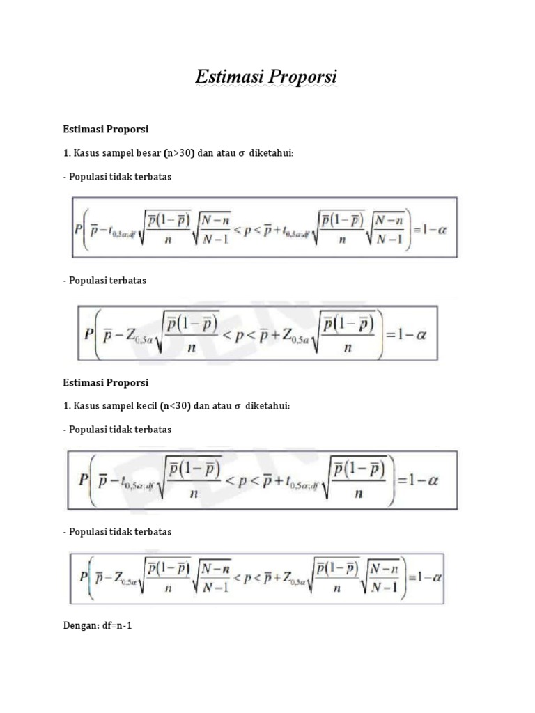 Resume Estimasi Proporsi | PDF | Pengembangan Diri | Sains & Matematika