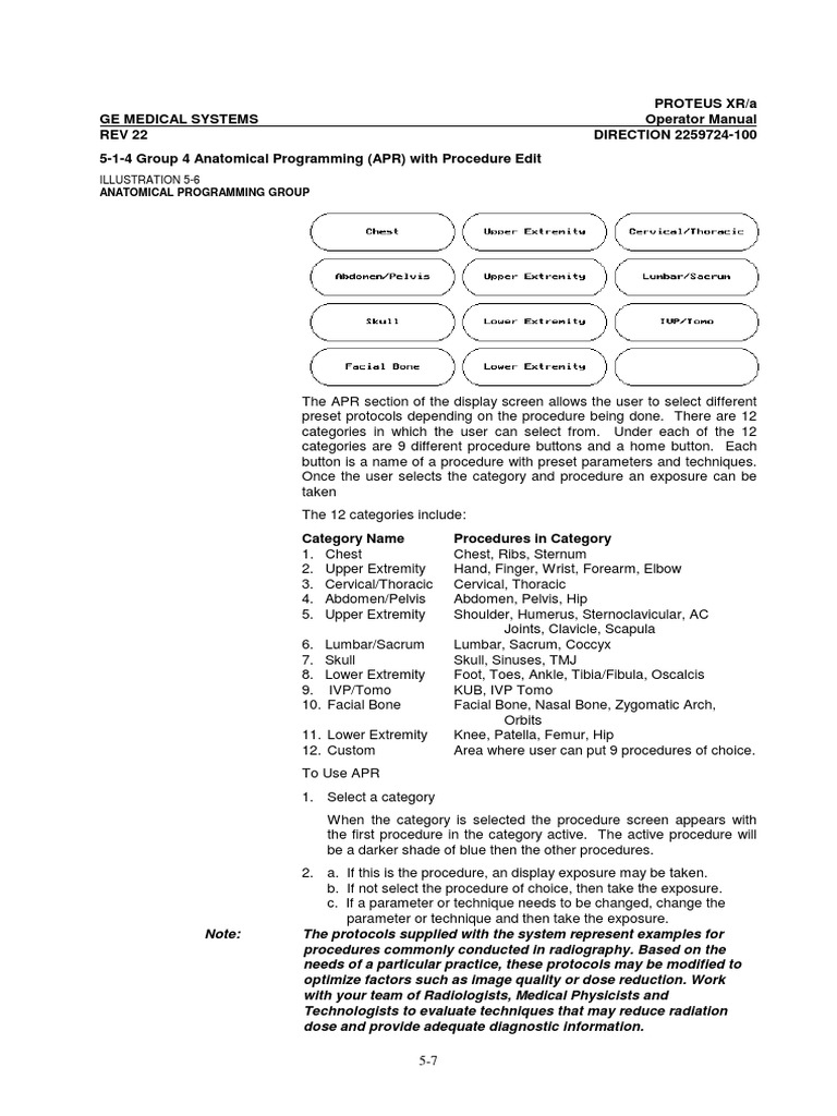 GE Proteus XR-A X-Ray - User Manual-45 | Download Free PDF | Thorax | Pelvis