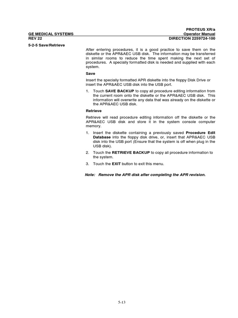 GE Proteus XR-A X-Ray - User Manual-51 | PDF