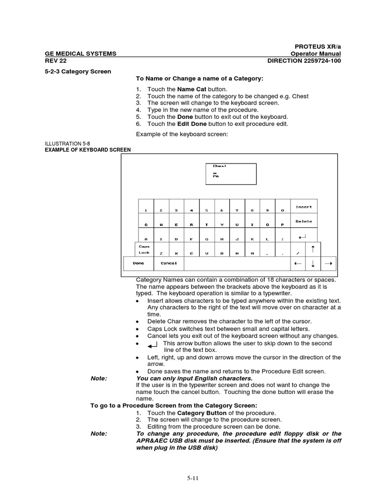 GE Proteus XR-A X-Ray - User Manual-49 | PDF | Computer Keyboard | Input/Output