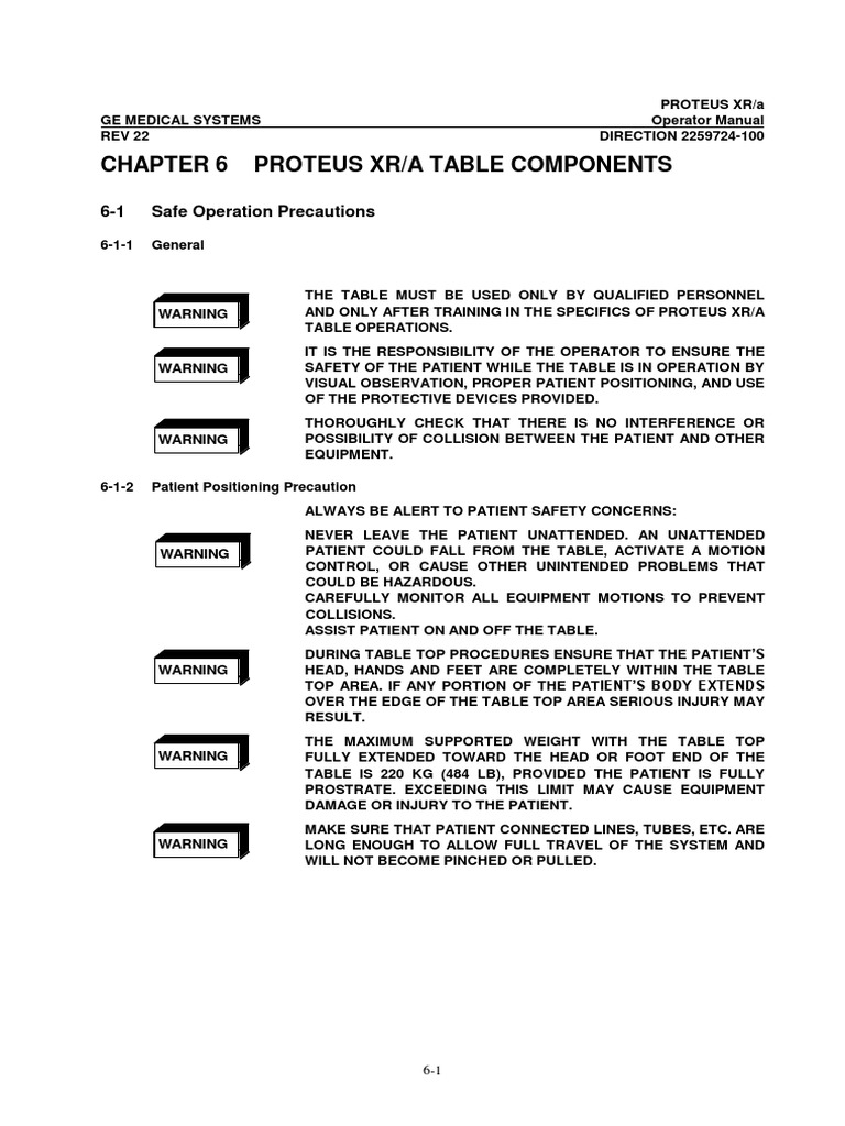 GE Proteus XR-A X-Ray - User Manual-57 | PDF | Patient | Safety
