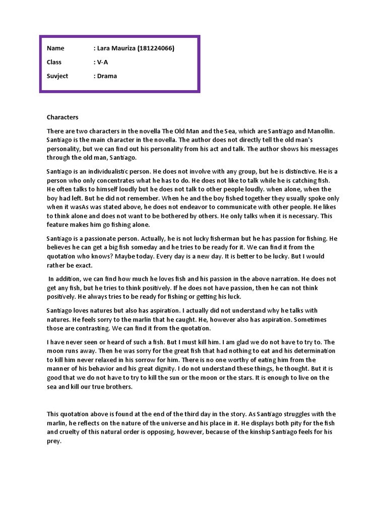 An In-Depth Character Analysis of Santiago and Exploration of Themes in ...