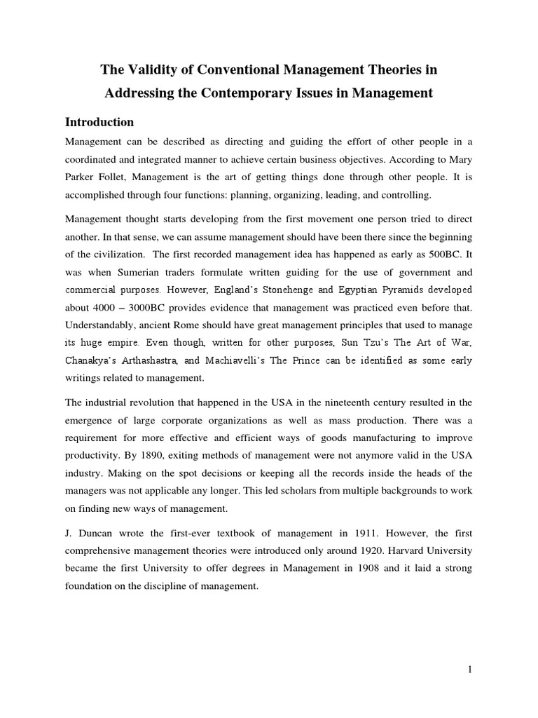 Validity of Conventional Management Theories | PDF | Enterprise ...