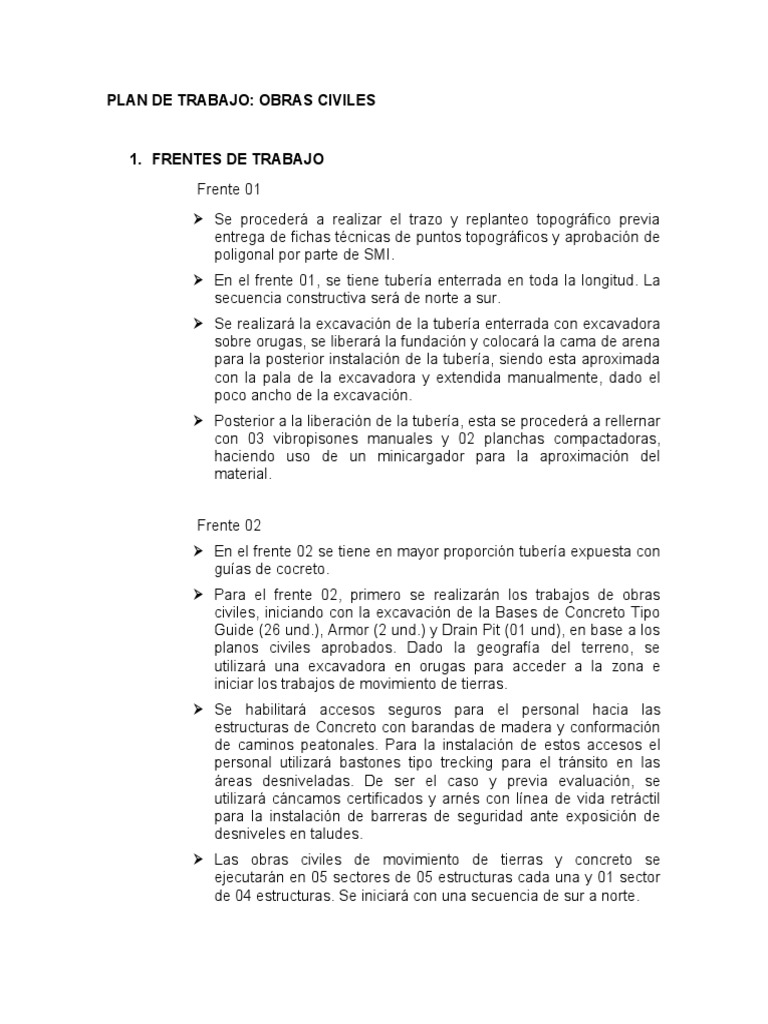 Plan Trabajo - Obras Civiles | PDF | Naturaleza