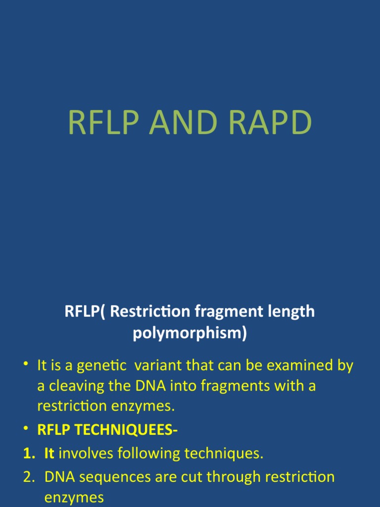 RFLP and RAPD Techniques Overview | PDF | Computers | Technology ...