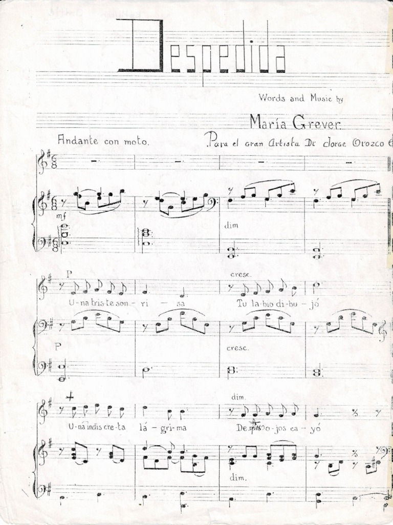 Despedida María Grever Partituras para Soprano | PDF