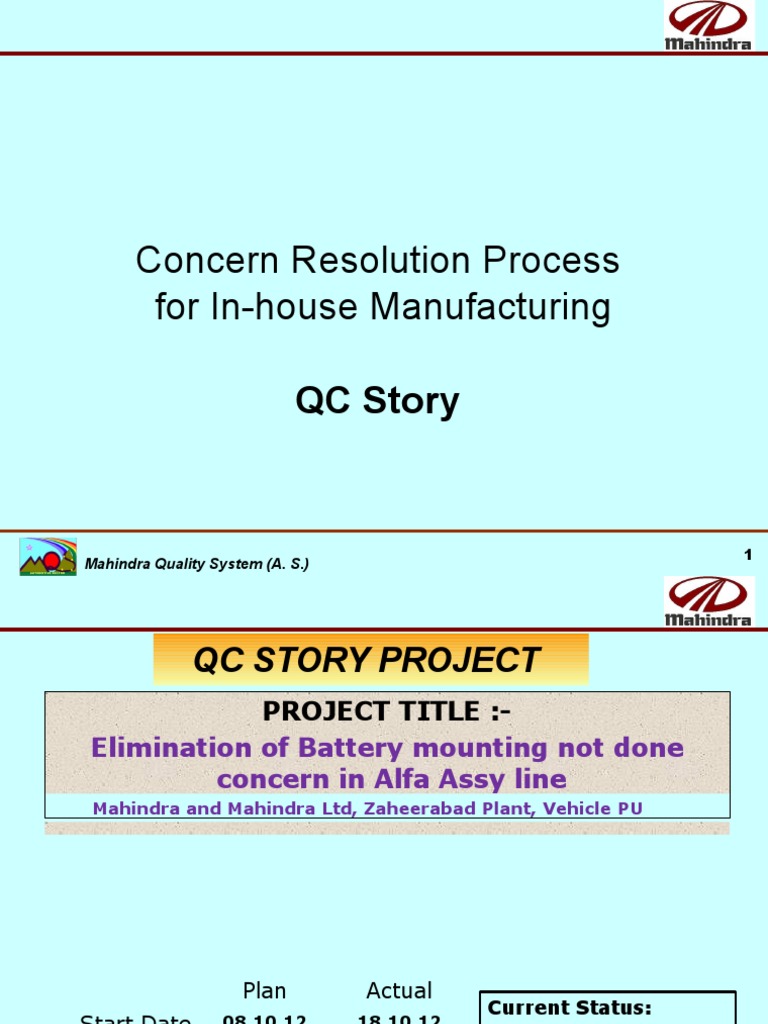 Concern Resolution Process For In-House Manufacturing: QC Story | PDF ...