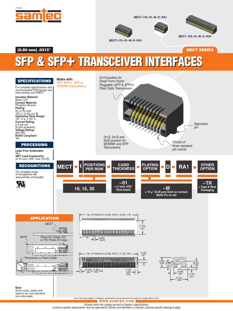 SFP & SFP Transceiver Interfaces: Mect D 1 RA1 | PDF | Electronic ...