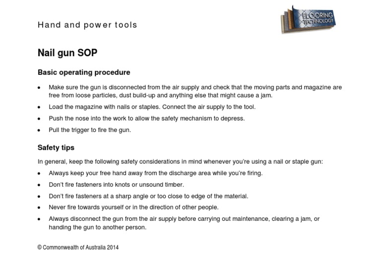 Nail Gun SOP: Hand and Power Tools | PDF