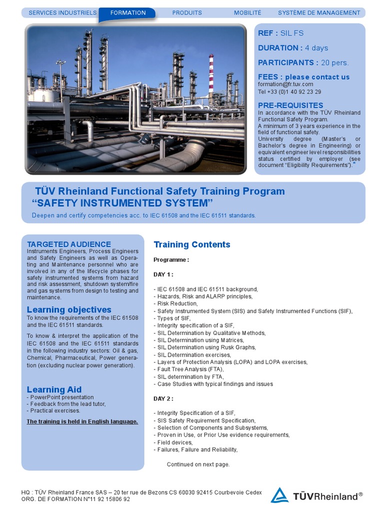 SIL FS Formation FS Engineer TUV Rheinland English | PDF | Quality ...