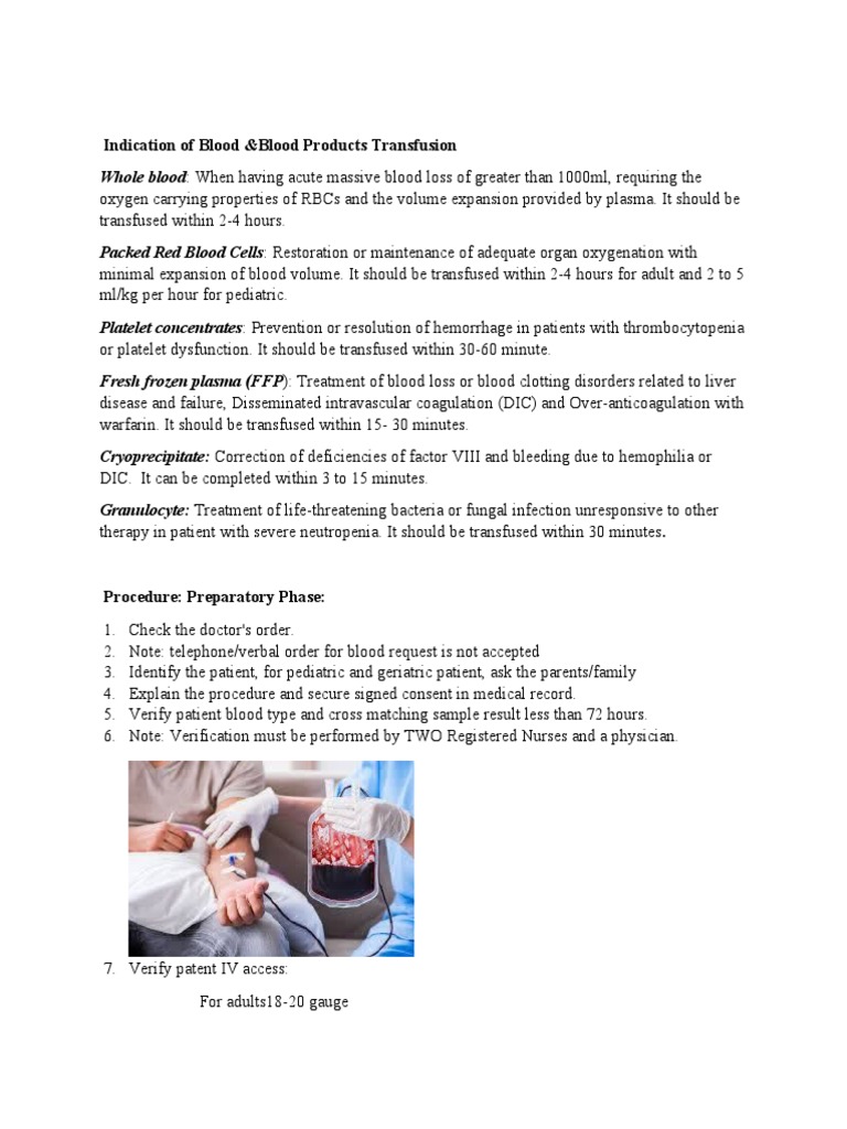 Blood Transfusion Guidelines & Procedures | PDF | Wellness | Science ...