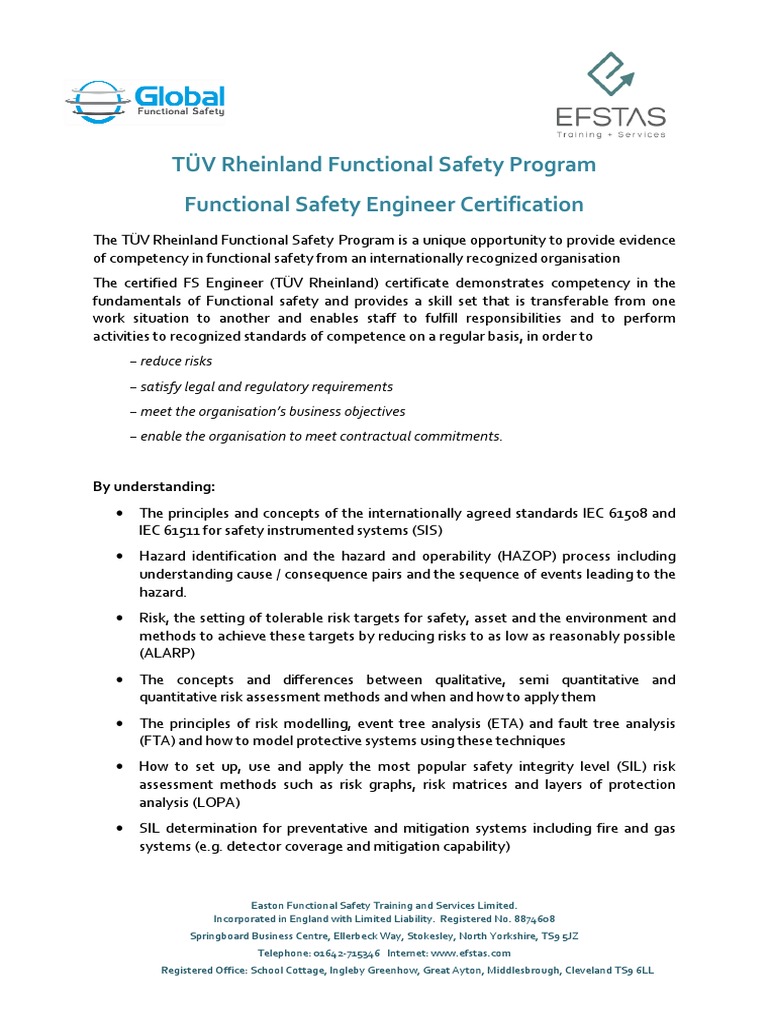 TUV FS Engineer SIS | PDF | Reliability Engineering | Systems Engineering