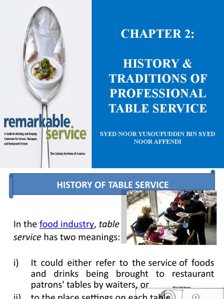 Chapter 2 - The History and Traditions of Professional Table Service ...