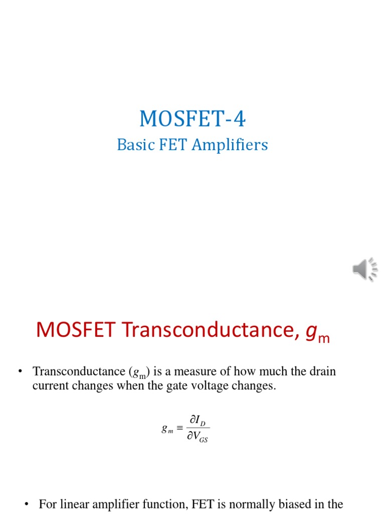 Mosfet-4: Basic FET Amplifiers | PDF | Field Effect Transistor | Amplifier
