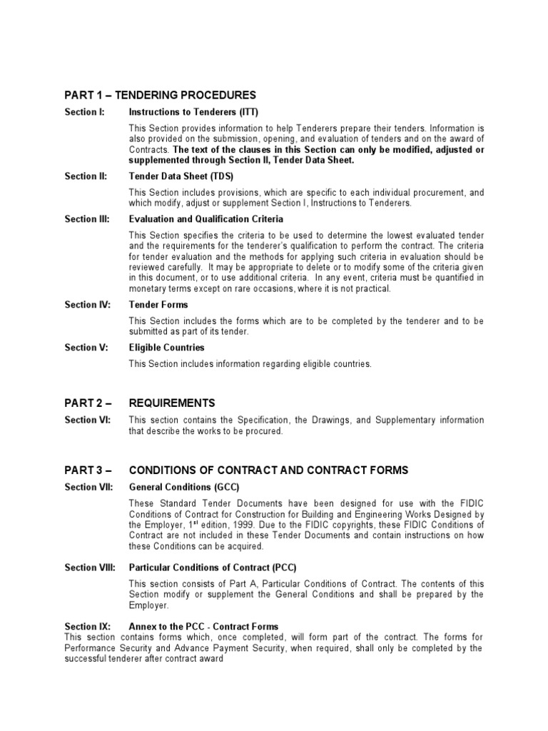 Part 1 - Tendering Procedures | PDF | Specification (Technical Standard ...