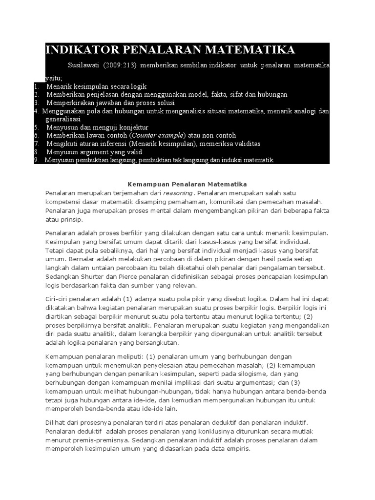 Indikator Penalaran Matematika | PDF