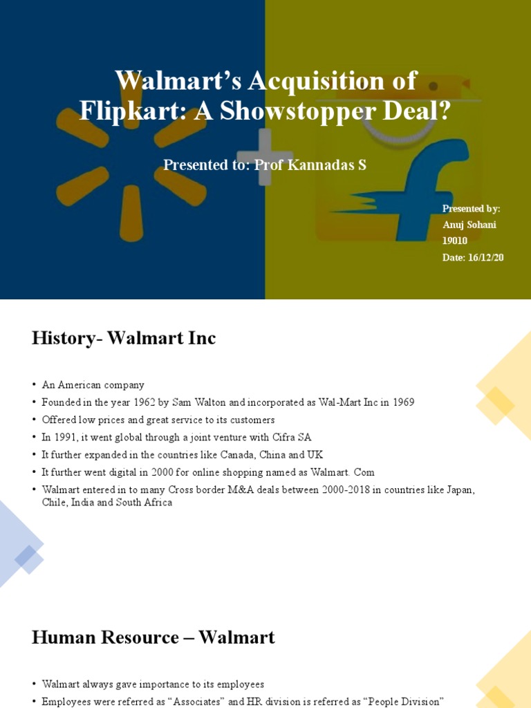 Walmart's Acquisition of Flipkart | PDF | Walmart | Mergers And ...