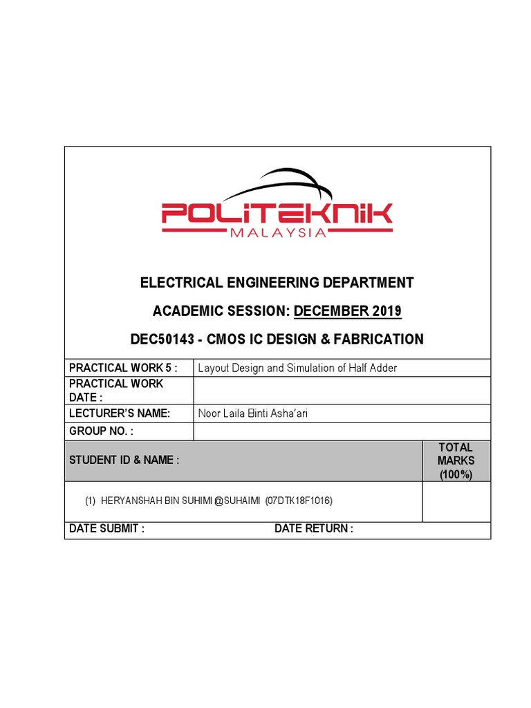 Practical Work 5 - CMOS + Rubrics PDF | PDF | Logic Gate | Electrical ...