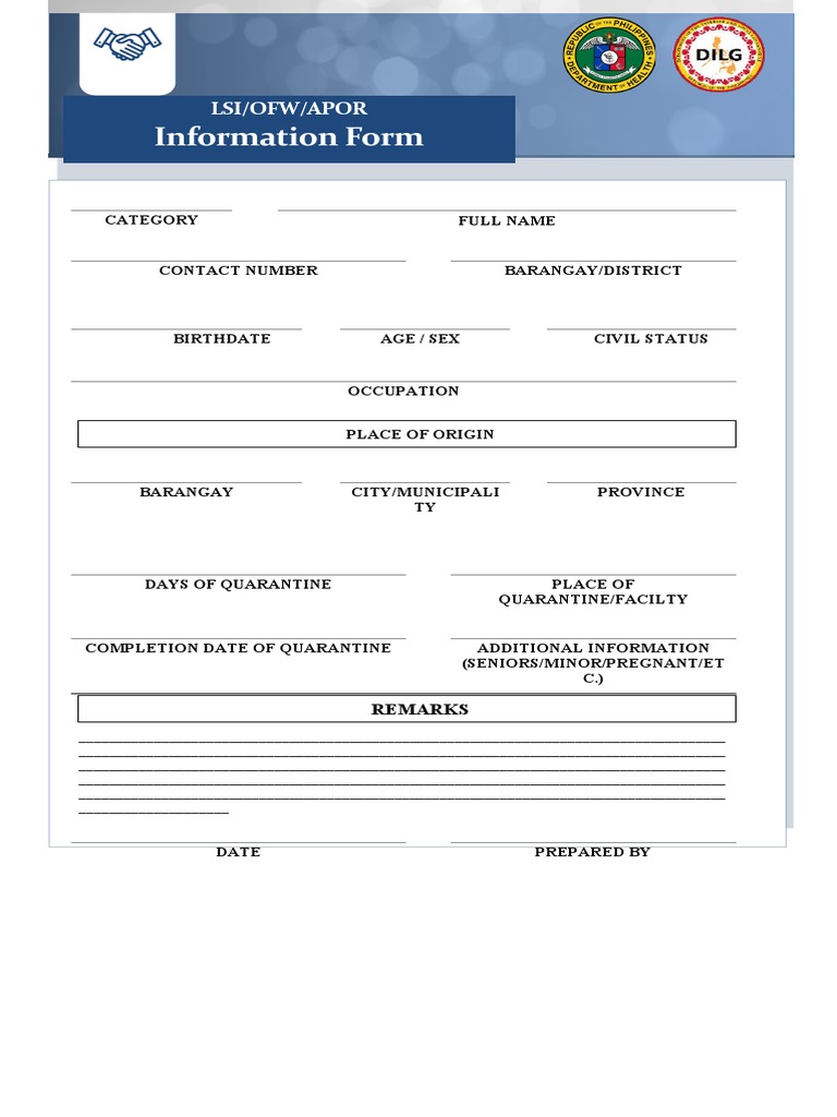LSI/OFW Information Form Template | PDF
