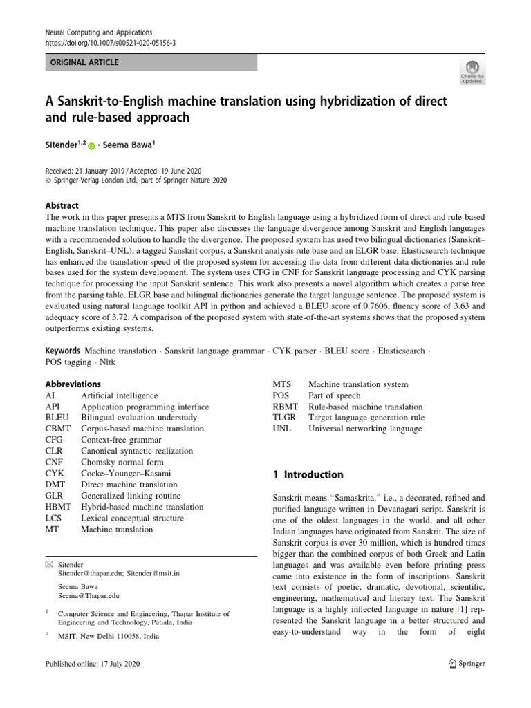 A Sanskrit-to-English Machine Translation Using Hybridization of Direct and Rule-Based Approach ...