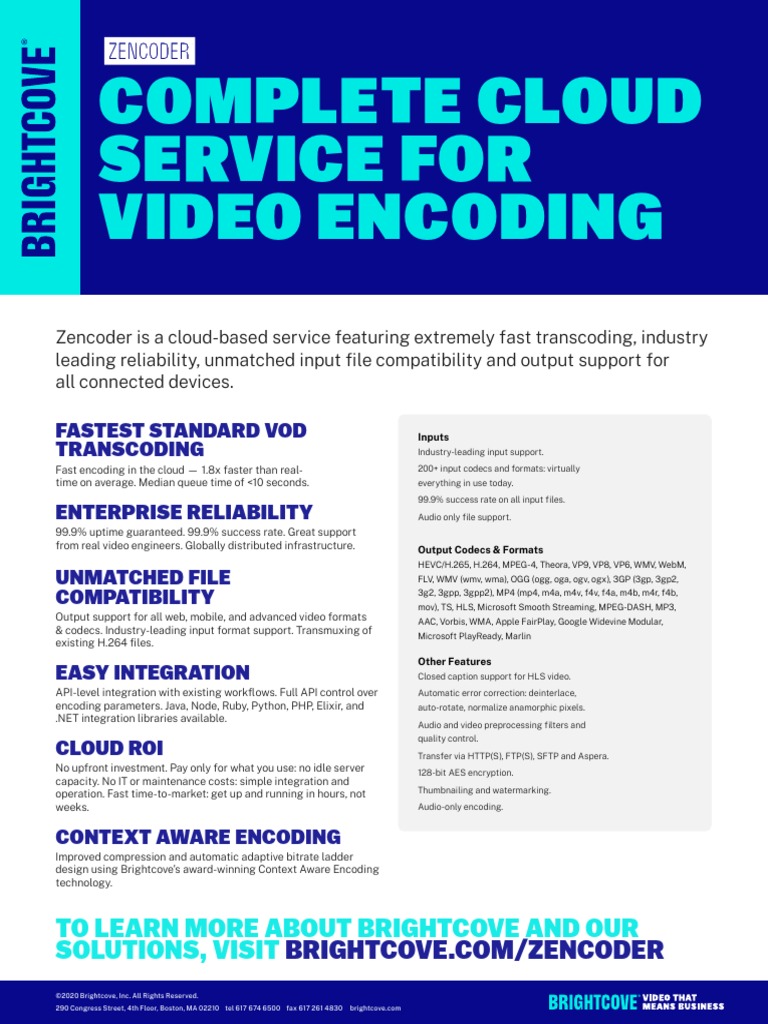 Zencoder Video Hostingoverview PDF | PDF | Data Compression | Codec