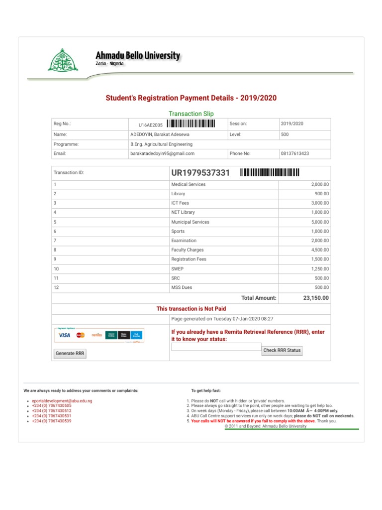 Student's Registration Payment Details | PDF | Business