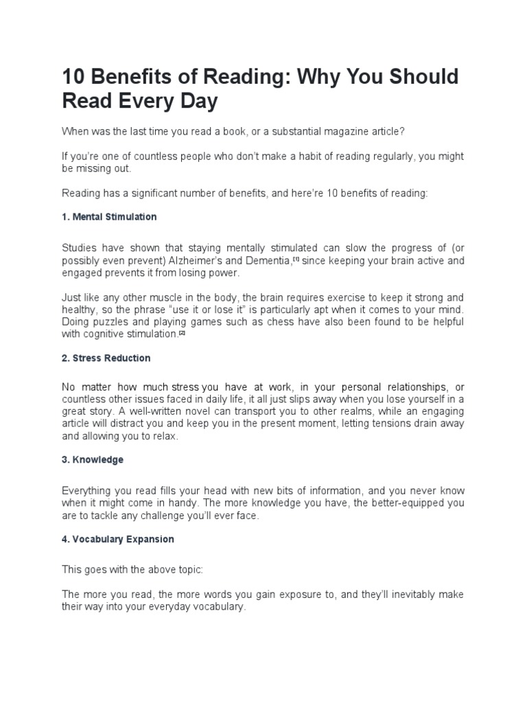 10 Benefits of Reading | PDF