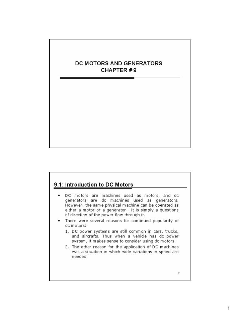 DC Motors and Generators Chapter # 9 | PDF | Electric Motor | Direct Current