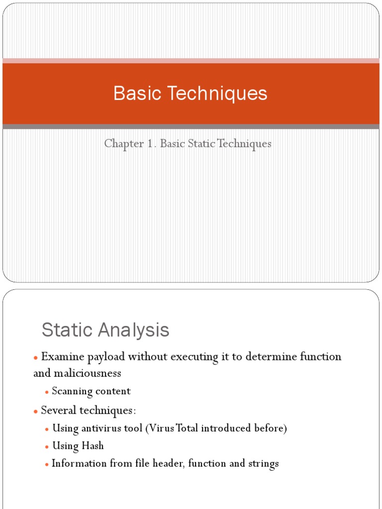 Basic Static Analysis Techniques | PDF | Antivirus Software | Library ...
