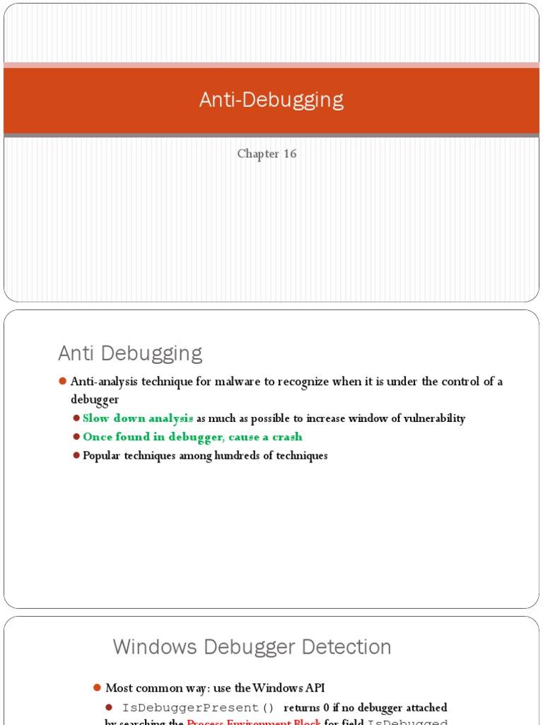 10 1 Anti-Debugging | Download Free PDF | Debugging | Computing