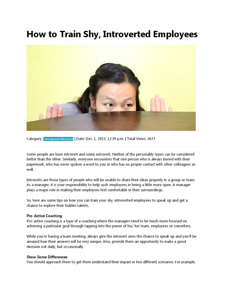 How To Train Shy, Introverted Employees: Pro-Active Coaching | PDF ...