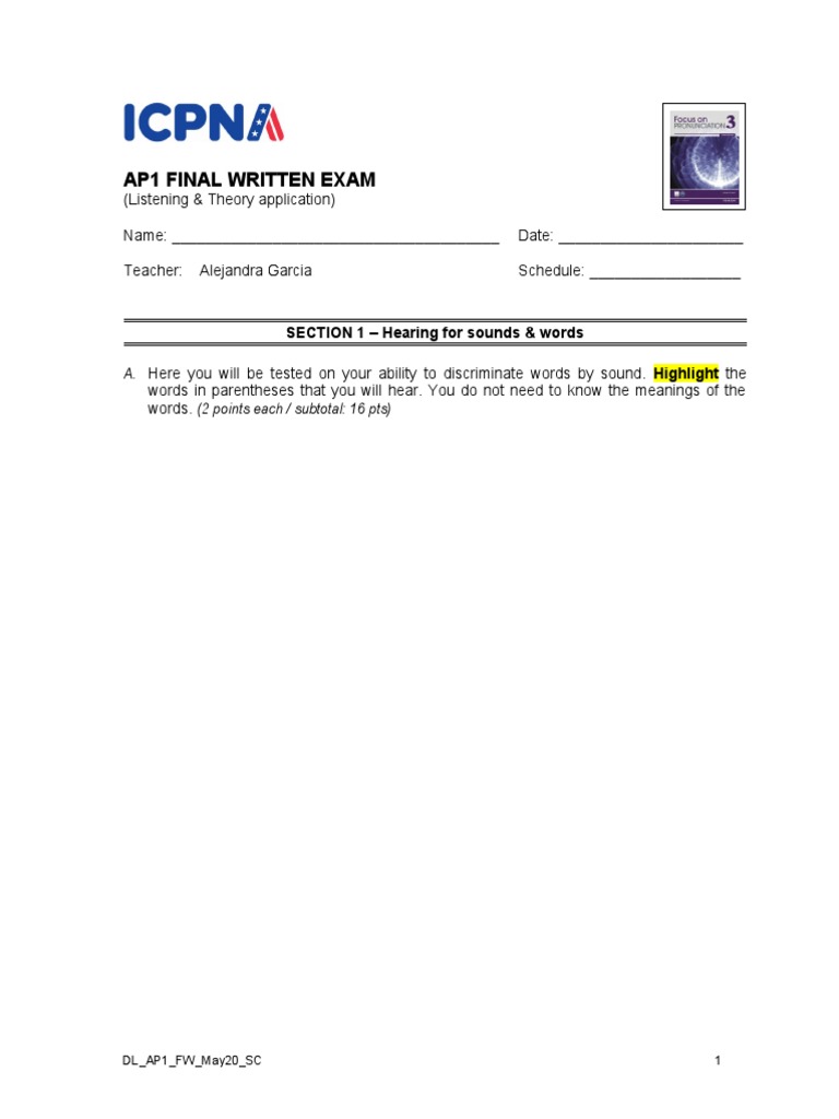 AP1 Final Written Exam SS | PDF | Linguistics | Human Communication