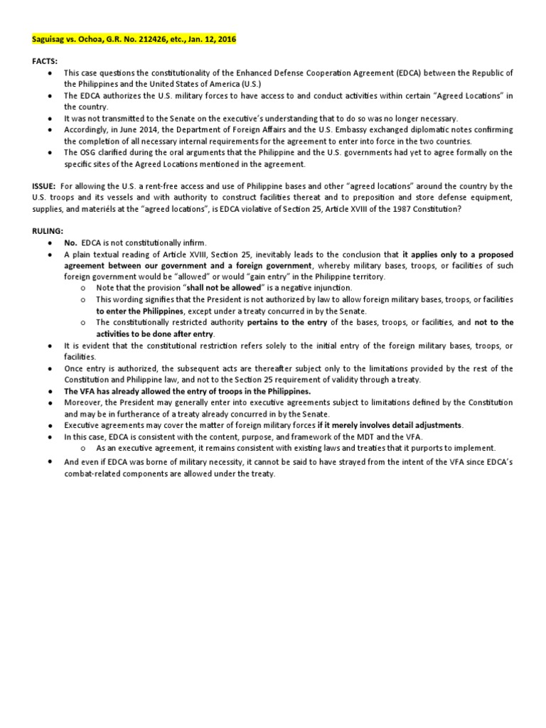 Consti Rev Digest Saguisag vs. Ochoa | PDF | Treaty | Government