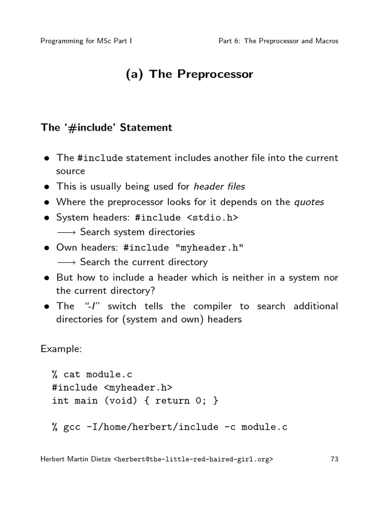 A The Preprocessor Programming For Msc Part I Part 6 The 7107