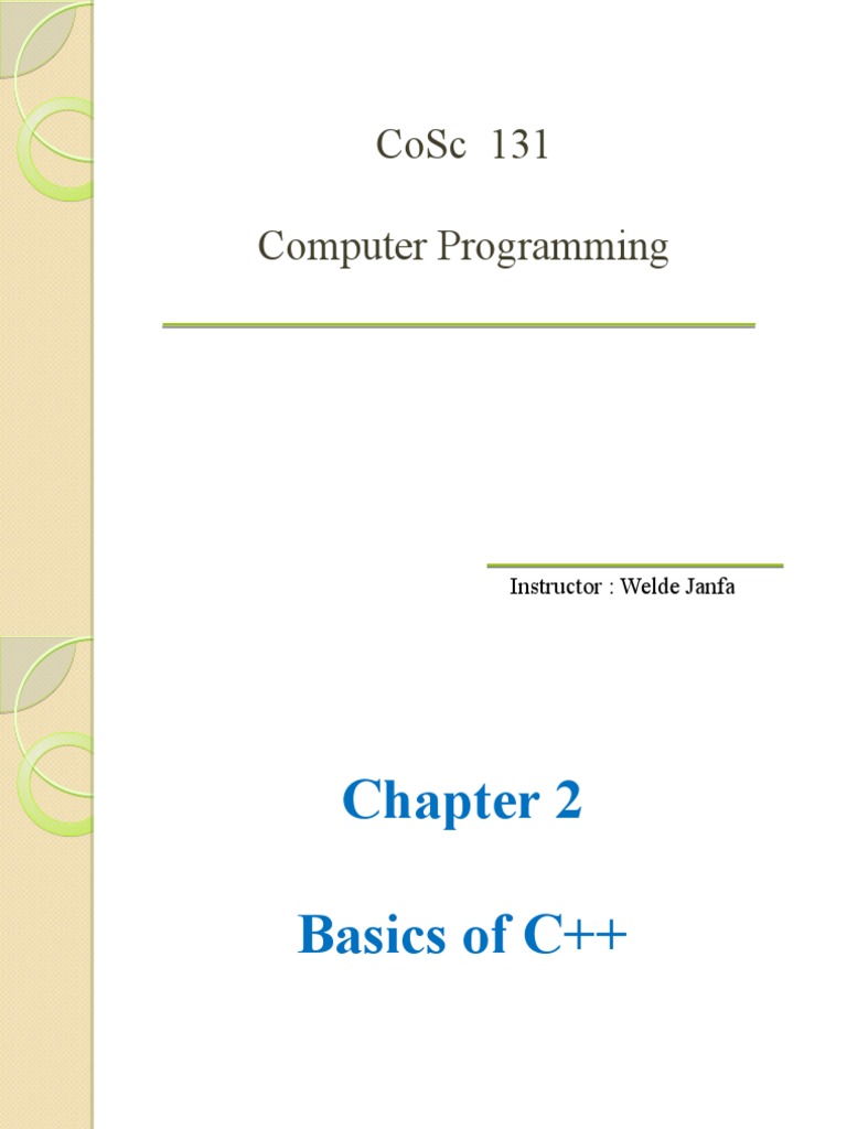 Chapter Two - Basics of C++ | PDF | Data Type | Integer (Computer Science)