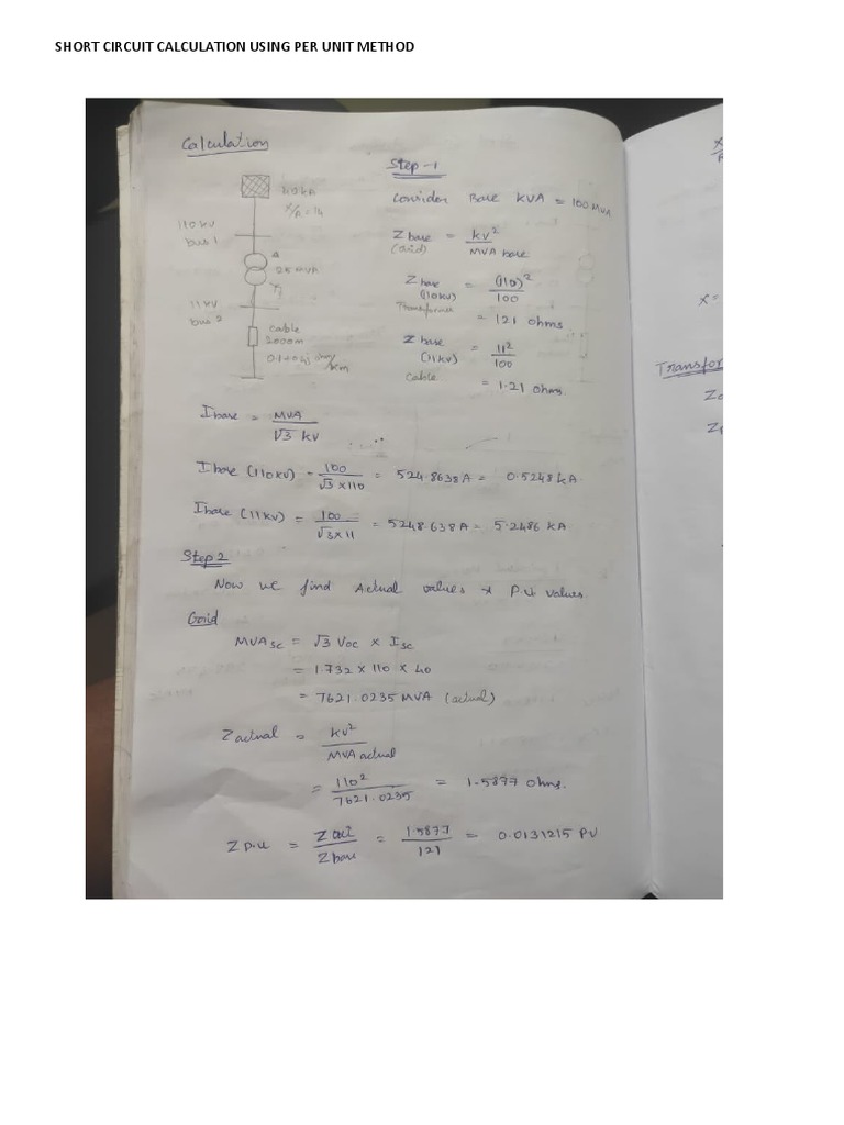 Per Unit Method for Short Circuit Calculation | PDF
