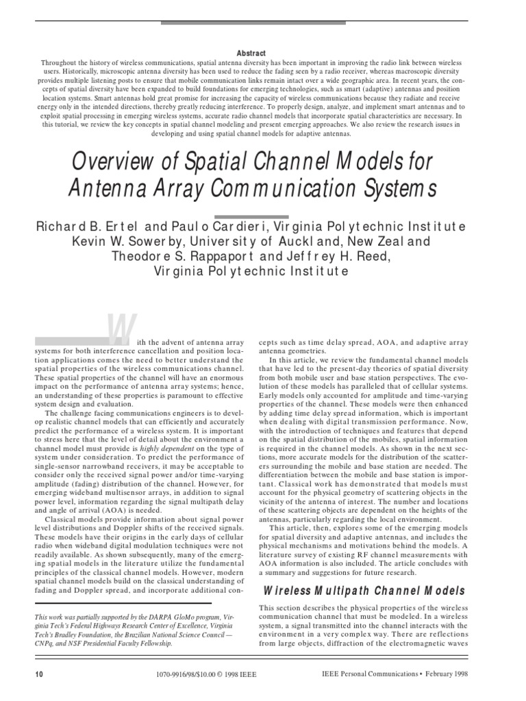 Overview of Spatial Channel Models For Antenna Array Communication ...