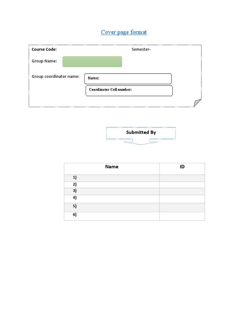 Cover Page Format: Course Code: Semester | PDF